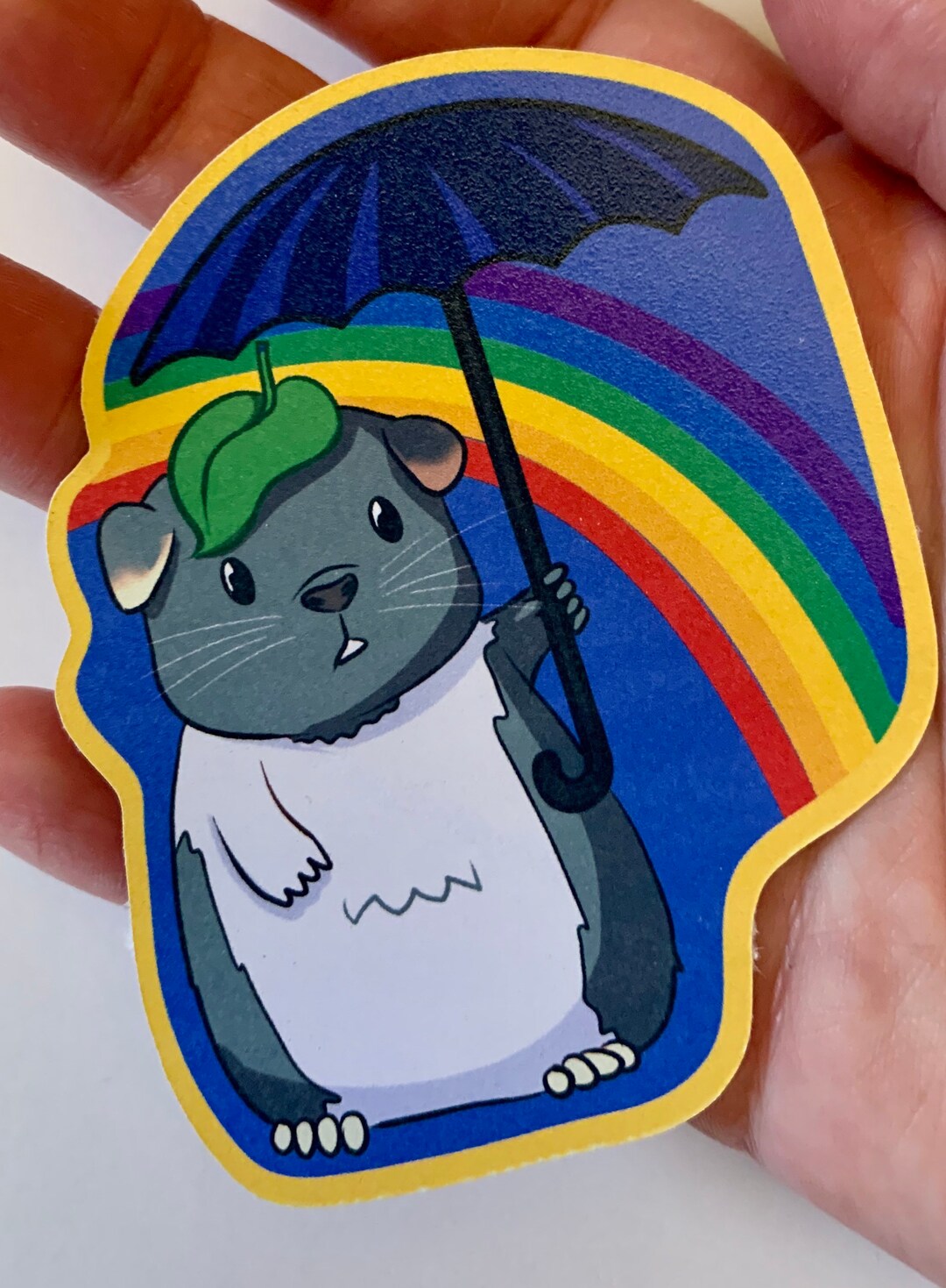 Guinea Pig With Umbrella and Rainbow Sticker - Etsy