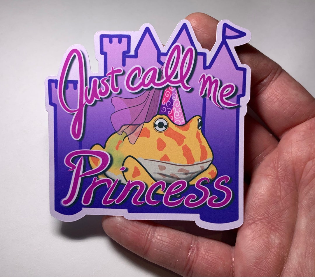 Princess Pacman Frog Sticker, “just Call Me Princess” Yellow Frog ...