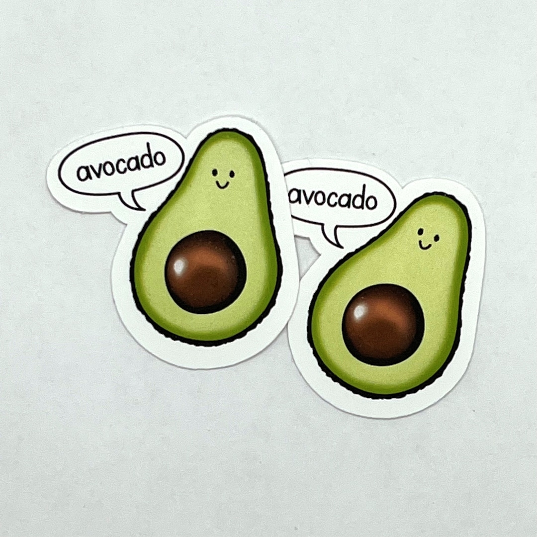 Cute Avocado Stickers - Set of 2 Identical Vinyl Stickers - Etsy
