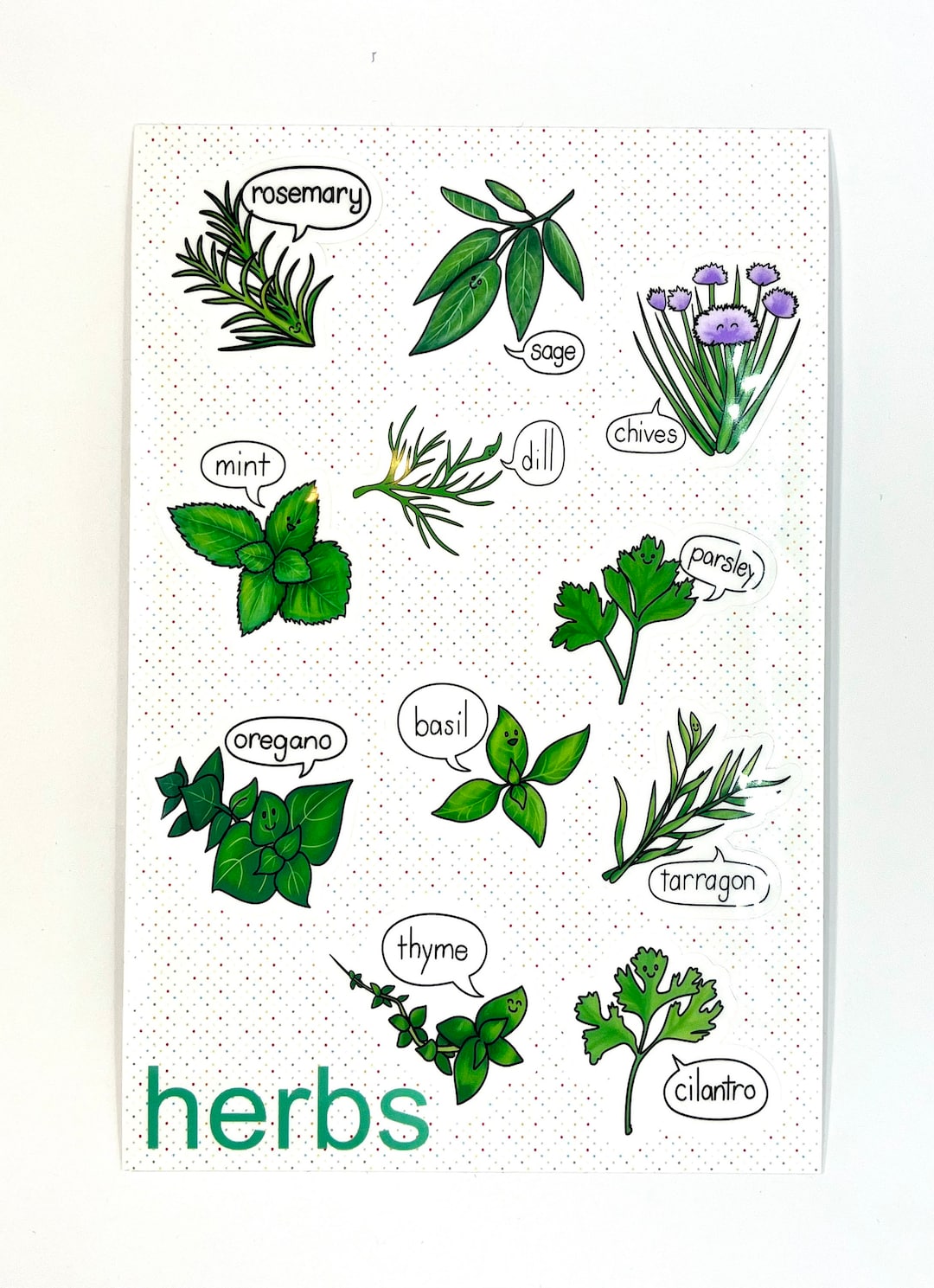 Set of 11 Cute Herb Stickers - Mini Happy Vegetable Stickers - Etsy