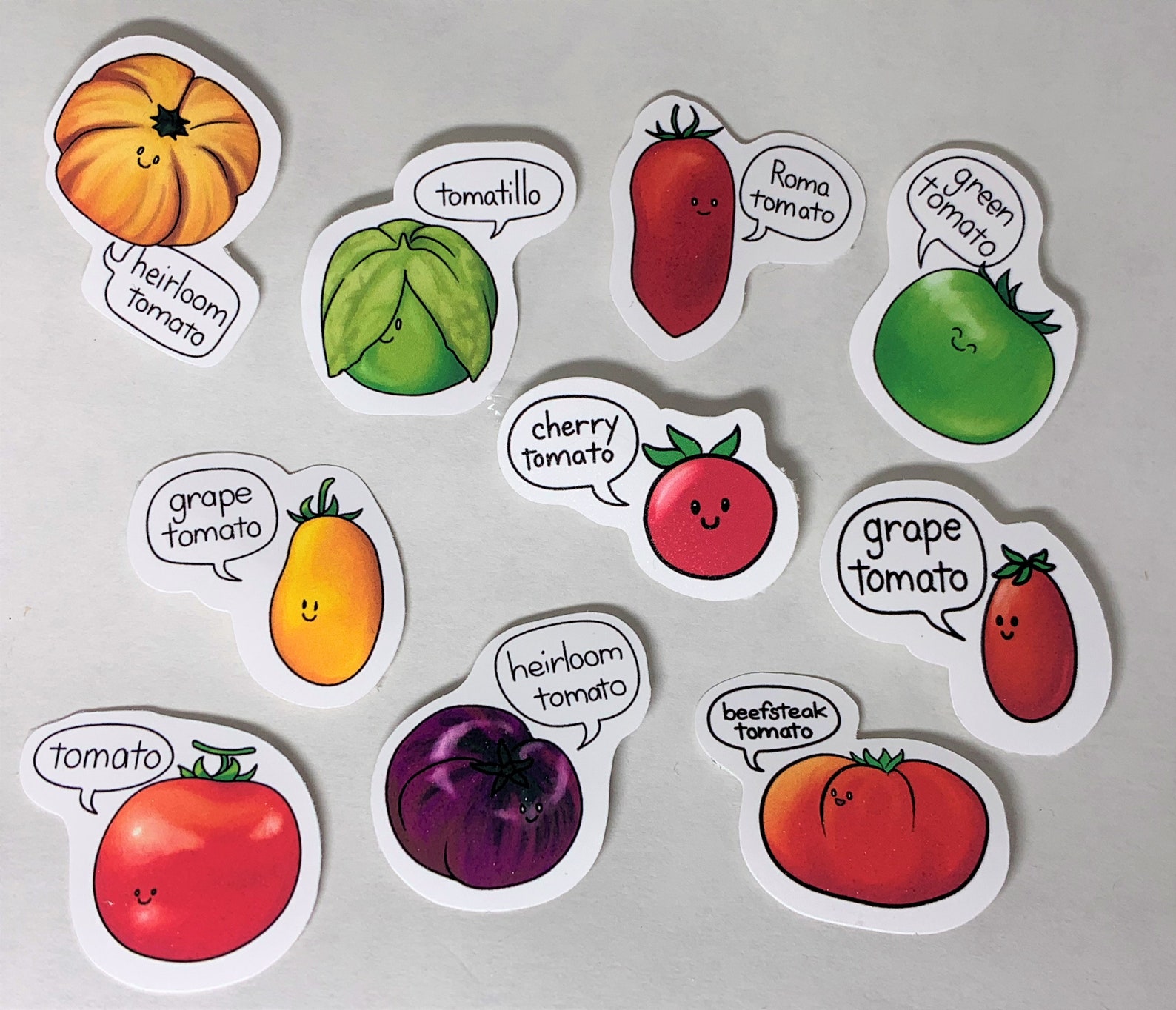 Set of 10 Cute Tomato Stickers Mini Happy Vegetable Tomato | Etsy