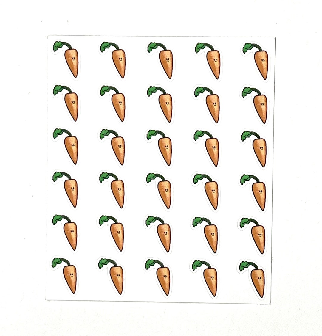 Cute Carrot Planner Stickers - Set of 30 Mini Paper Stickers - Etsy