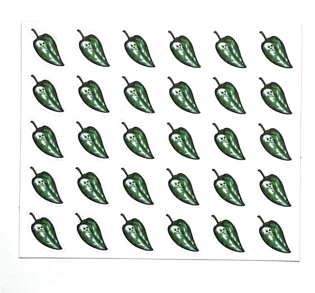 Cute Poblano Pepper Planner Stickers - Set of 30 Mini Paper Stickers - Etsy