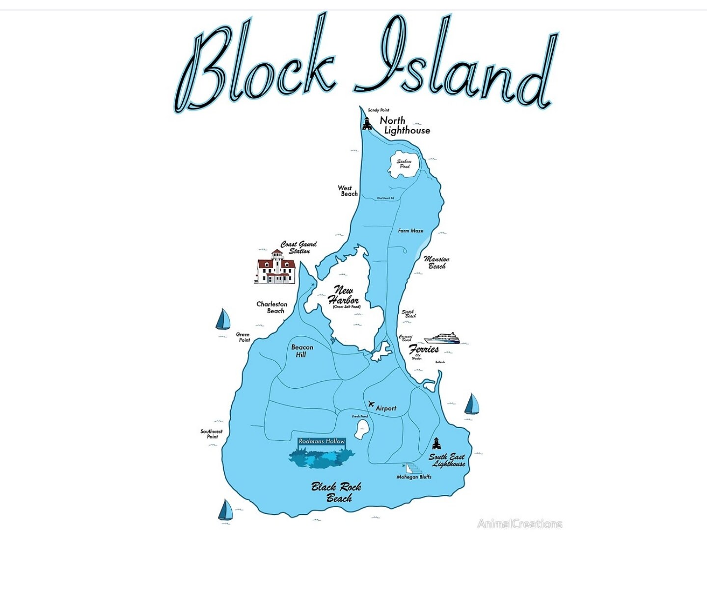 Block Island Map Sticker - Etsy