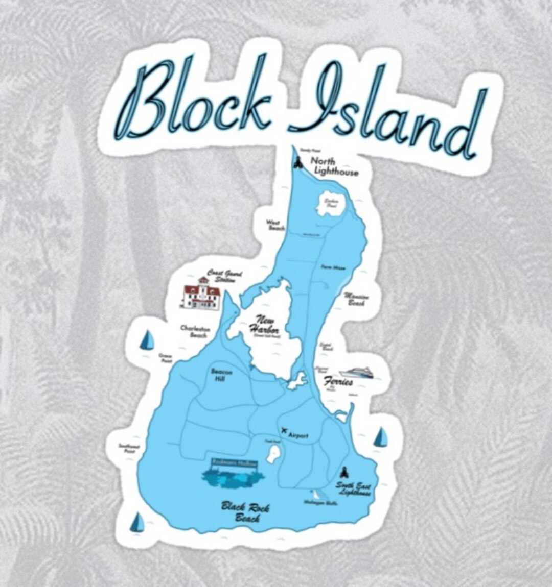 Block Island Map Sticker - Etsy