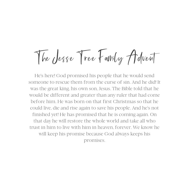 DIGITAL DOWNLOAD the Jesse Tree Family Advent Single Print | Etsy