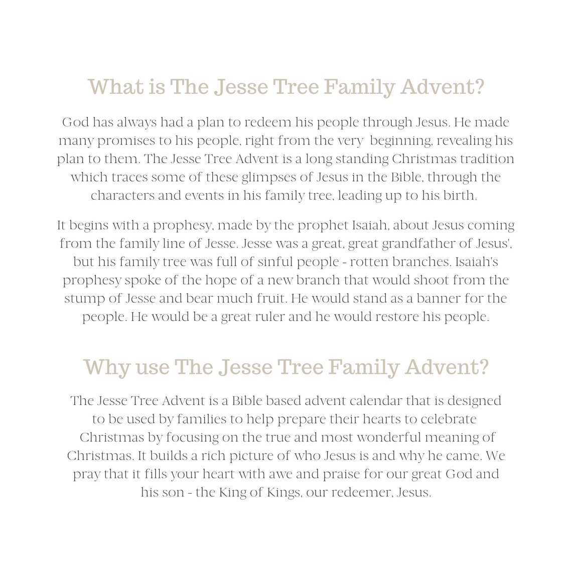 DIGITAL DOWNLOAD the Jesse Tree Family Advent Single Print | Etsy