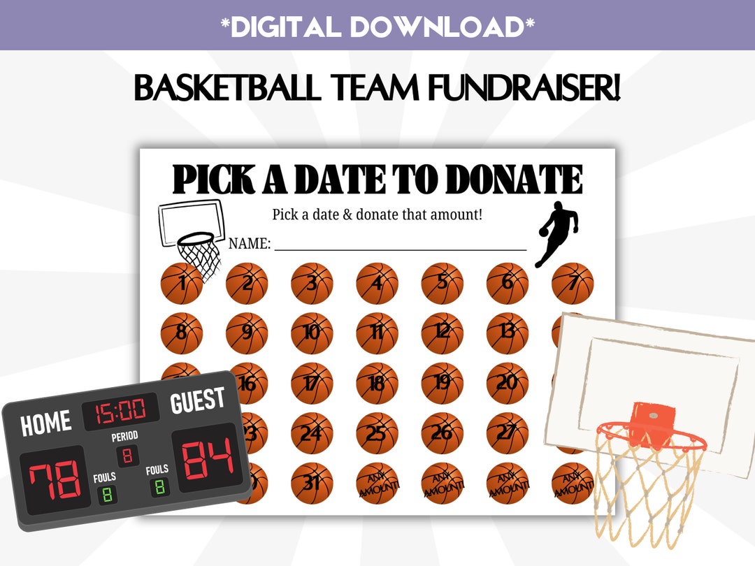 Basketball Team Fundraiser, Pick a Date to Donate Fundraising Template ...