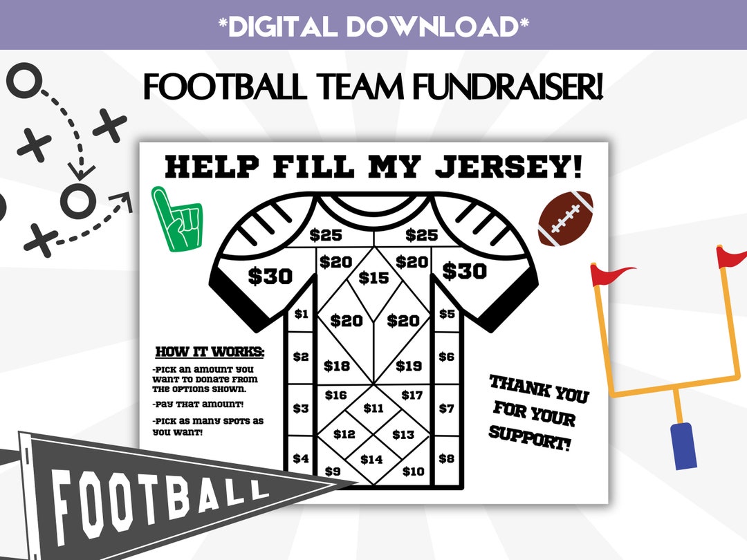 Football Team Fundraiser Fill My Jersey School Sports Clear the Board ...