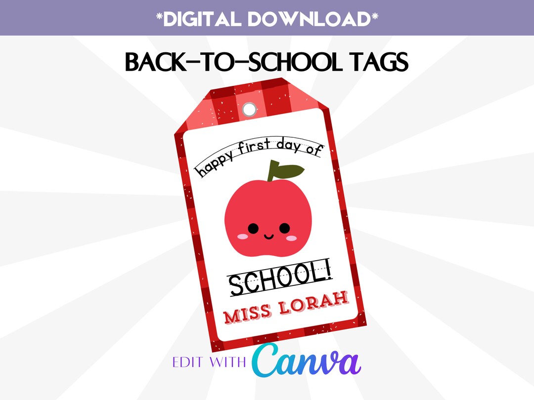 Back to School Teacher Gift Tag Happy First Day of School Tag Kids ...