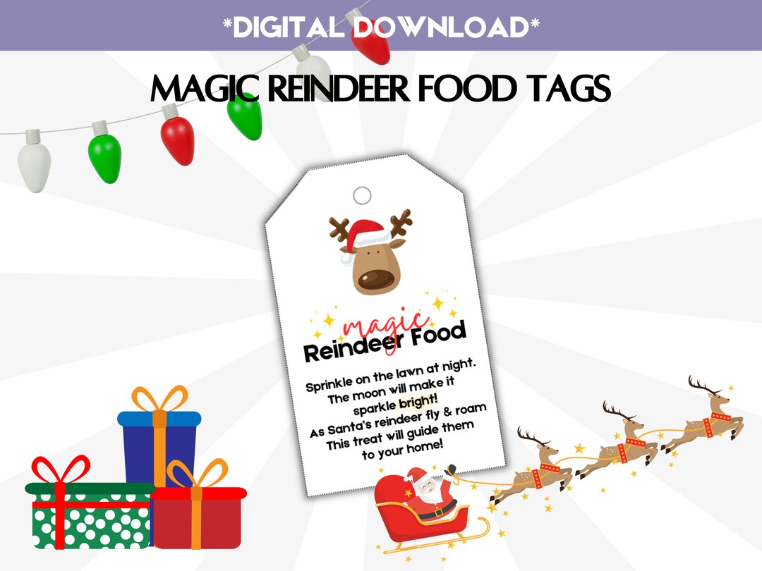 Magic Reindeer Food Tags, Reindeer Food Tag, Reindeer Food, Printable ...