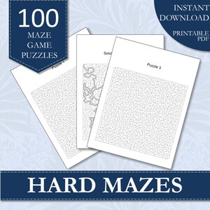 100 Maze Puzzle Printable Book Hard Maze Puzzles for Adults Super ...