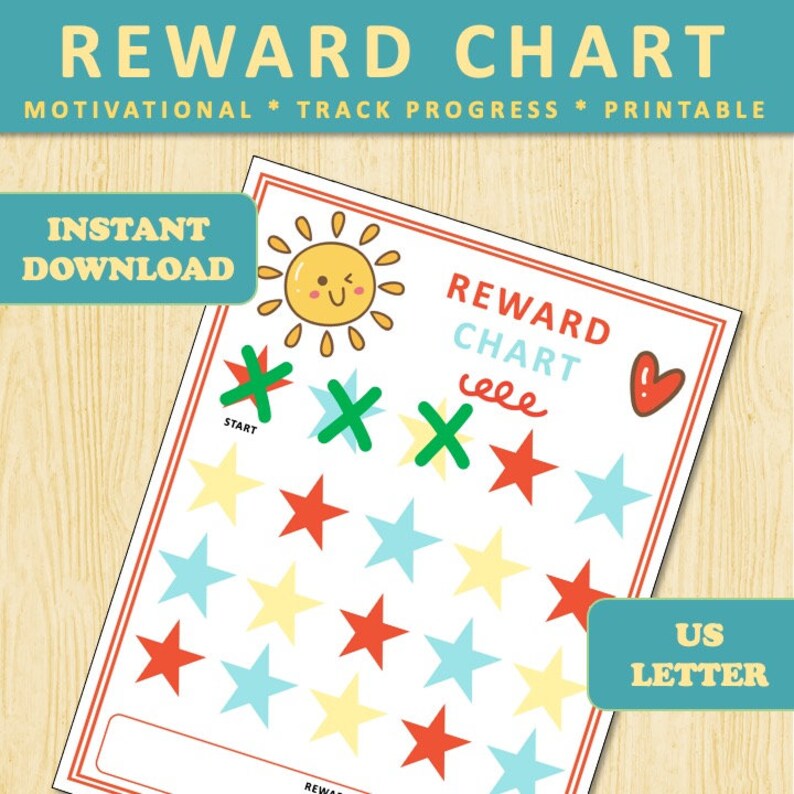 Printable Reward Chart for Kids With Colored Stars Perfect for Parents ...