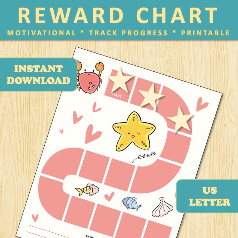 Printable Reward Chart for Kids Crab and Shells Ideal for Parents and ...