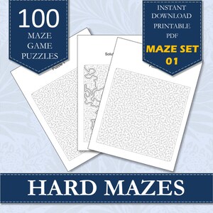 100 Maze Puzzle Printable Book Hard Maze Puzzles for Adults Volume 01 ...