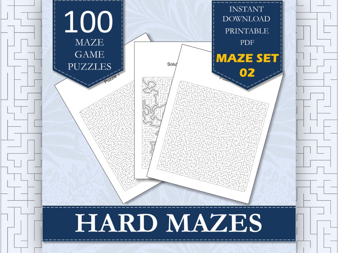 100 Maze Puzzle Printable Book Hard Maze Puzzles for Adults | Volume 02 ...