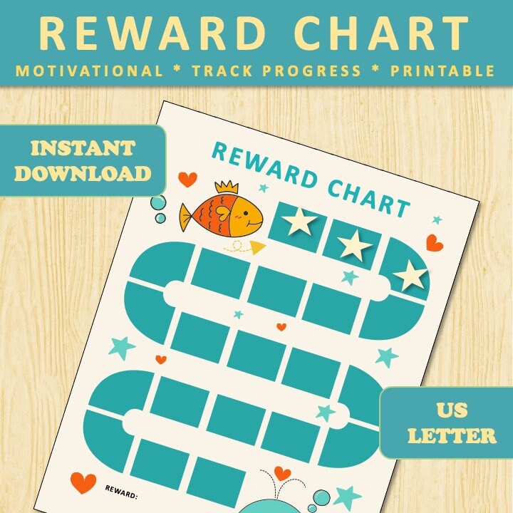 Adorable Reward Chart for Kids Fish and Whale Ideal for Parents and ...