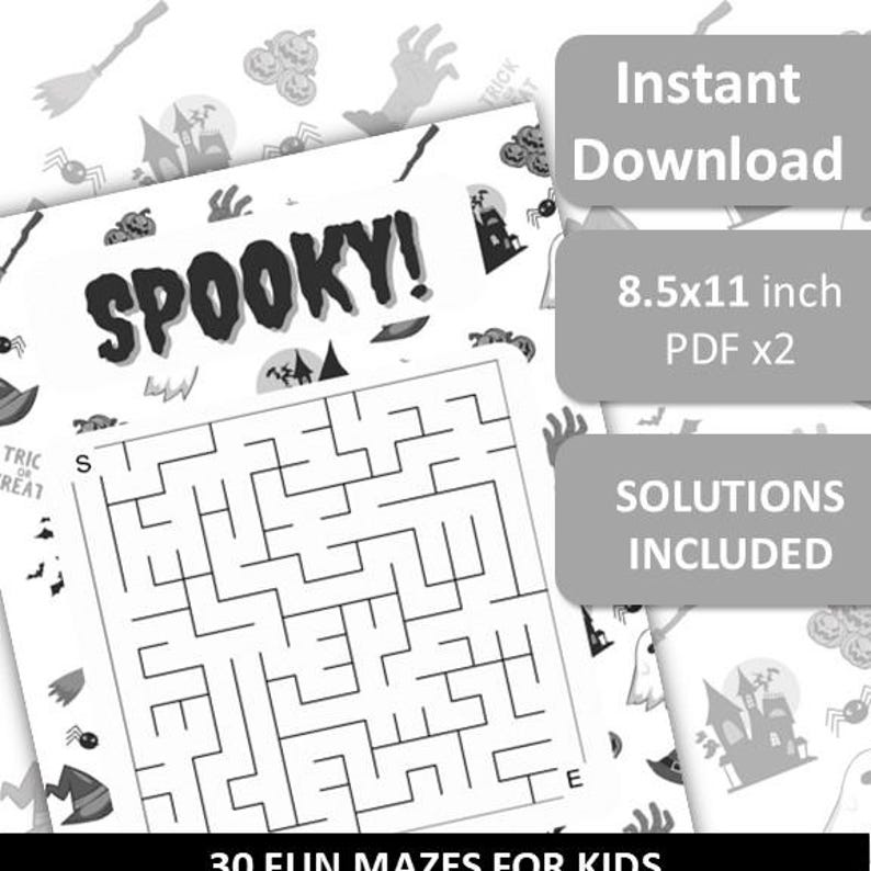 30 Printable Maze Worksheets for Kids | 8.5x11 Inch | Fun Activity ...