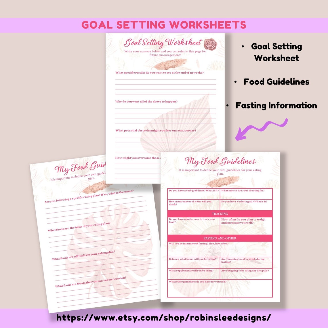 Printable Boho 12 Week Health Diary Diet Tracker Daily | Etsy