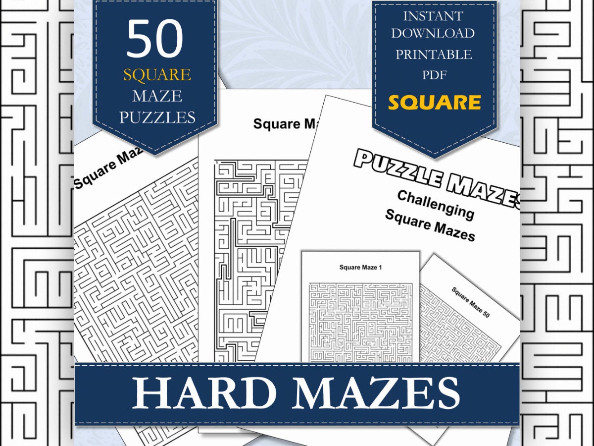 50 Square Hard Mazes for Adults Printable Mazes VOLUME 01 Maze PDF - Etsy