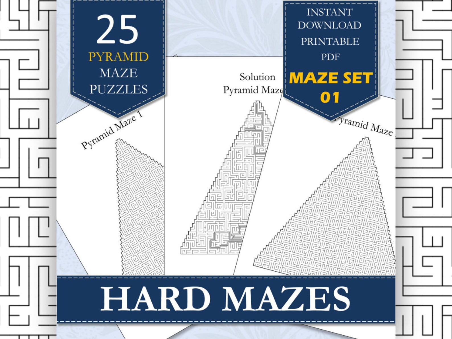 Printable Mazes | 25 Hard Pyramid Shaped Mazes | Suitable for Clever ...