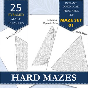 Printable Mazes | 25 Hard Pyramid Shaped Mazes | Suitable for Clever ...