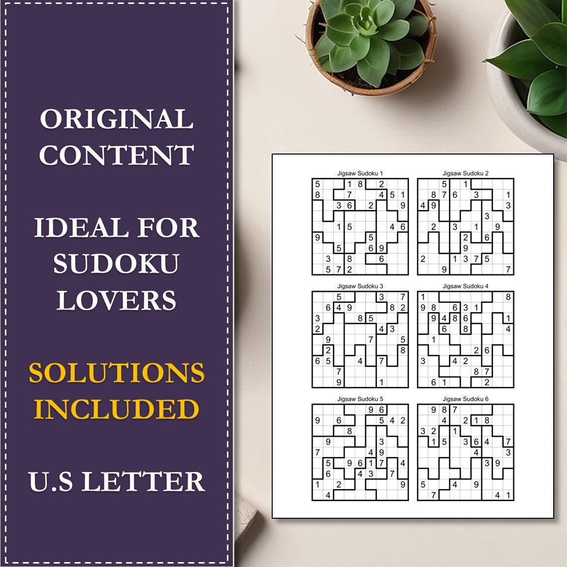 Hard Jigsaw Sudoku Puzzles - 100 Challenging Printable Sudoku, Advanced ...