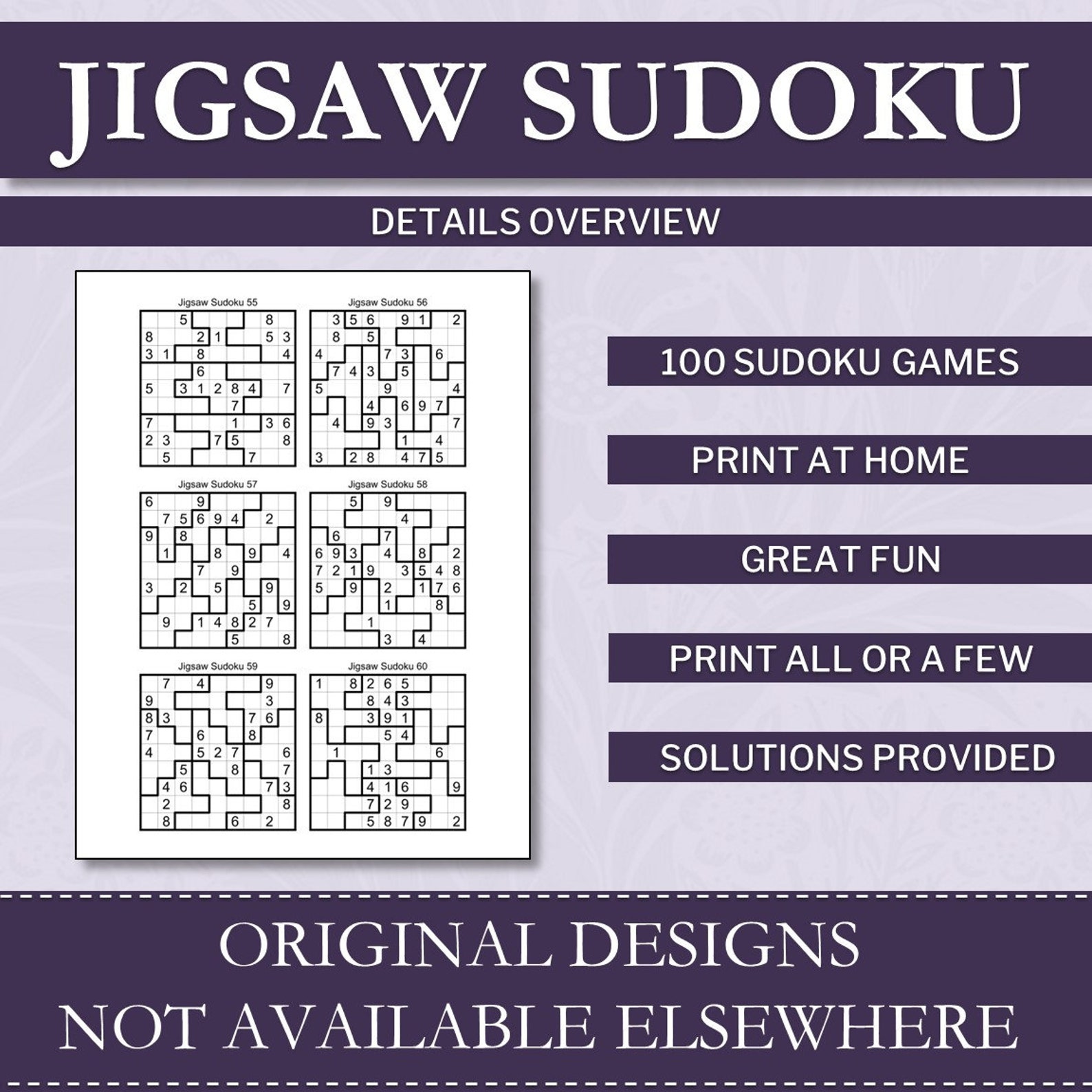 Printable Medium Jigsaw Sudoku Puzzle Book for Adults and Seniors - Etsy