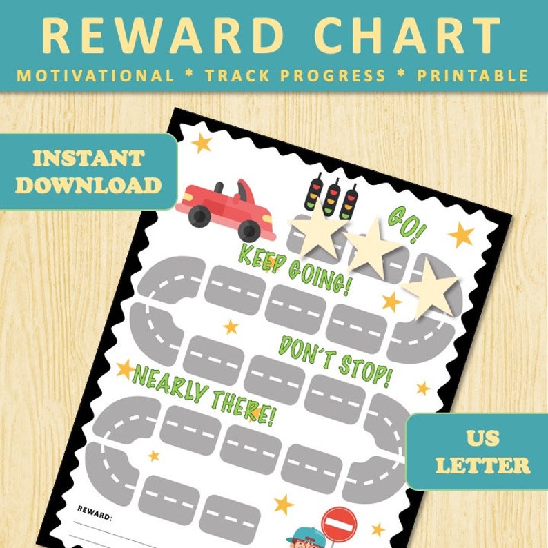 Boys RACING Themed Printable Reward Chart for Kids Fun Race Track ...