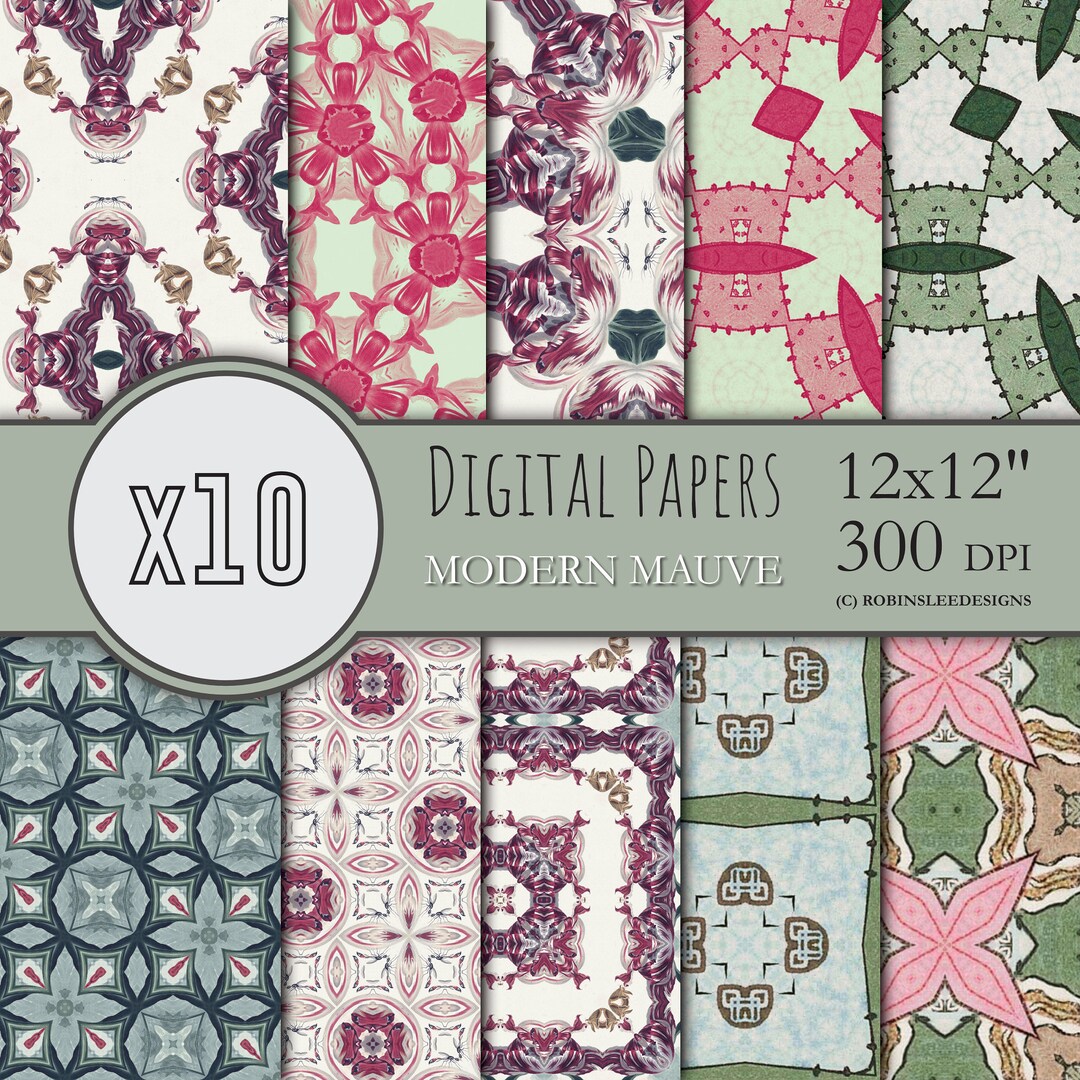 Modern Mauve Paper Pack 10 Digital Papers 12x12 300 DPI - Etsy