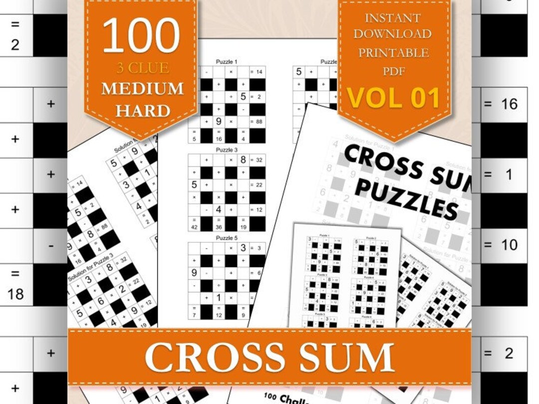 100 Cross Sum Puzzles - Math Games Pack PDF - Etsy