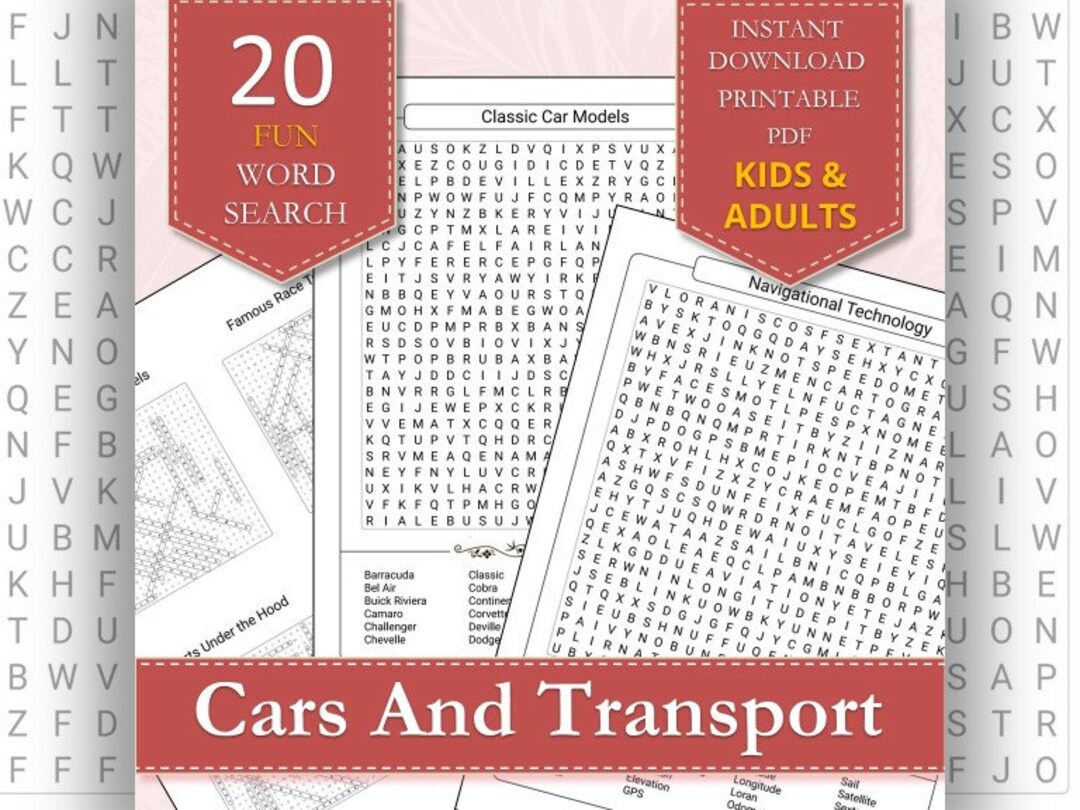 Cars and Transport Word Searches | Engaging Puzzles for All Ages ...