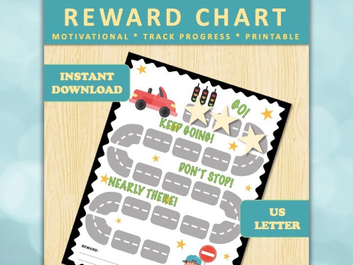 Boys RACING Themed Printable Reward Chart for Kids | Fun Race Track ...