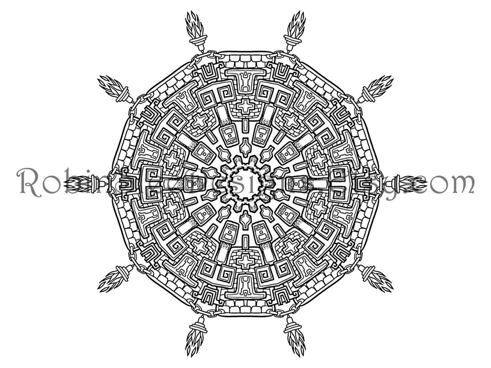 Aztec, Coloring Page, Instant Download, JPEG and PDF, Print to Frame ...