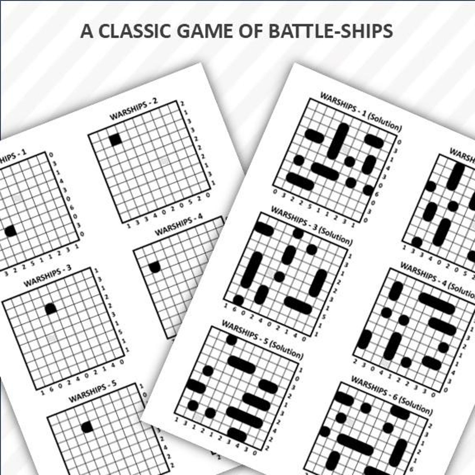 Warships Printable Puzzle Game - Digital Download Battleship Logic Game ...