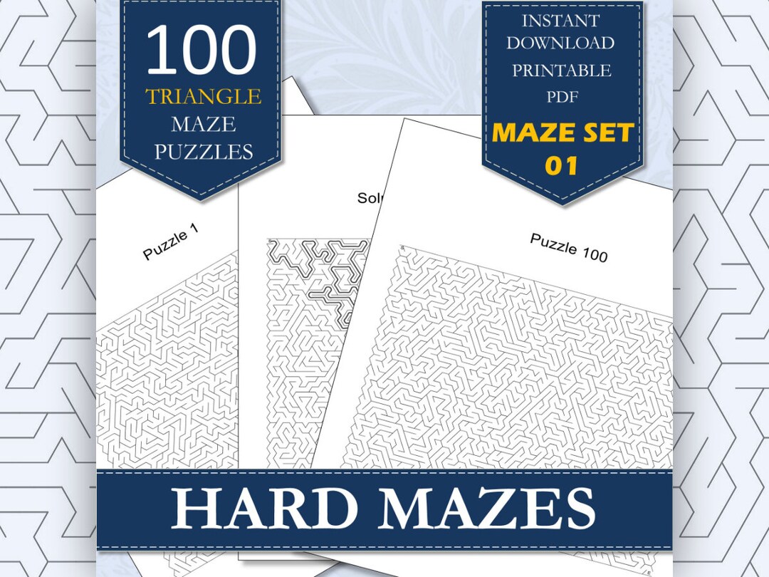 Printable Mazes | 100 Triangular Cells Puzzle Book | Hard Maze ...