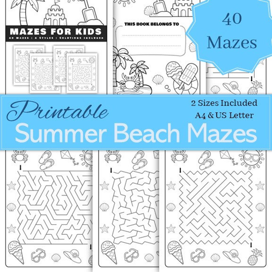 Maze Activities for Kids | 40 Printable Summer Beach Mazes for Kids ...