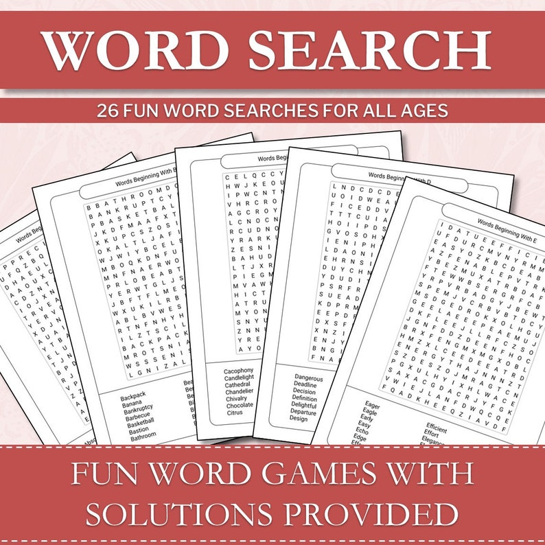 Alphabet Word Search Puzzles Printable | 21 Words per Letter A-Z | Fun ...