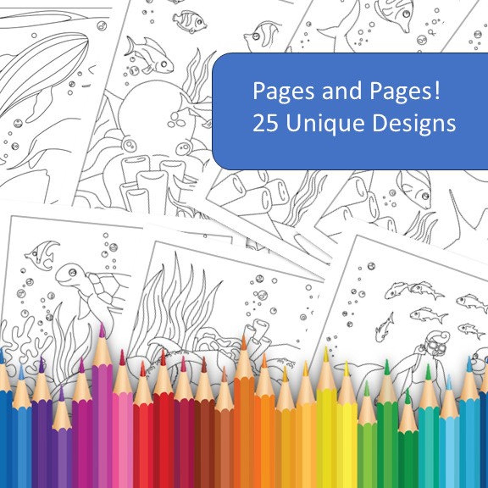 Sea-life Coloring Pages, 25 Ocean Coloring Pages for Kids to Color, PDF ...