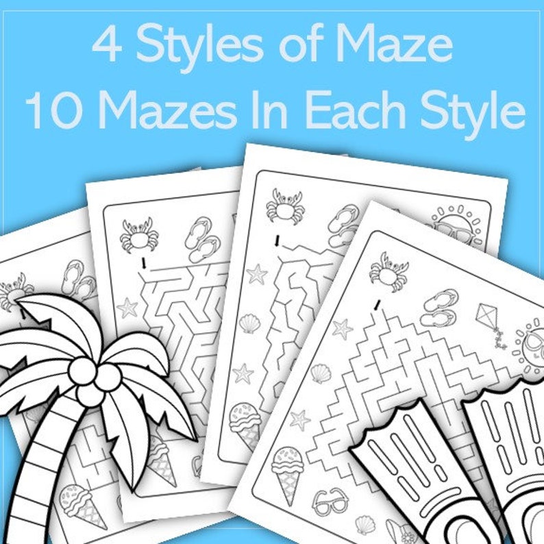Maze Activities for Kids | 40 Printable Summer Beach Mazes for Kids ...