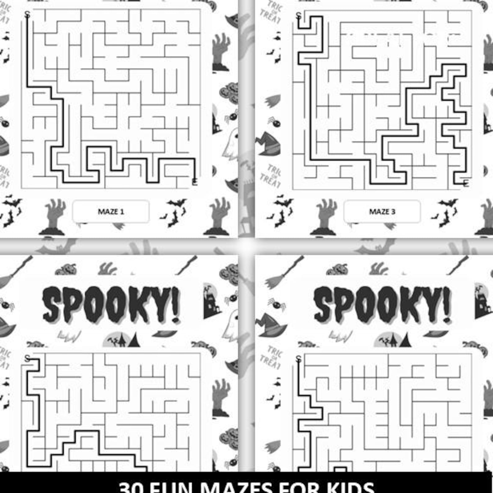 30 Printable Maze Worksheets for Kids | 8.5x11 Inch | Fun Activity ...