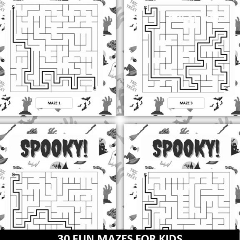 30 Printable Maze Worksheets for Kids | 8.5x11 Inch | Fun Activity ...