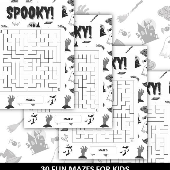 30 Printable Maze Worksheets for Kids | 8.5x11 Inch | Fun Activity ...