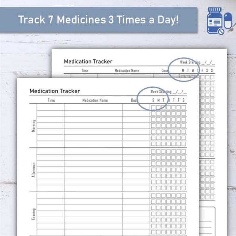 A4 Medication Log Printable, 7-day Medicine Tracker, Simple Schedule ...
