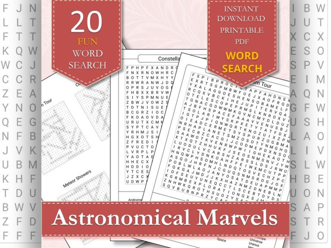 Space-themed Word Search Puzzles for Women | Printable Astronomical ...