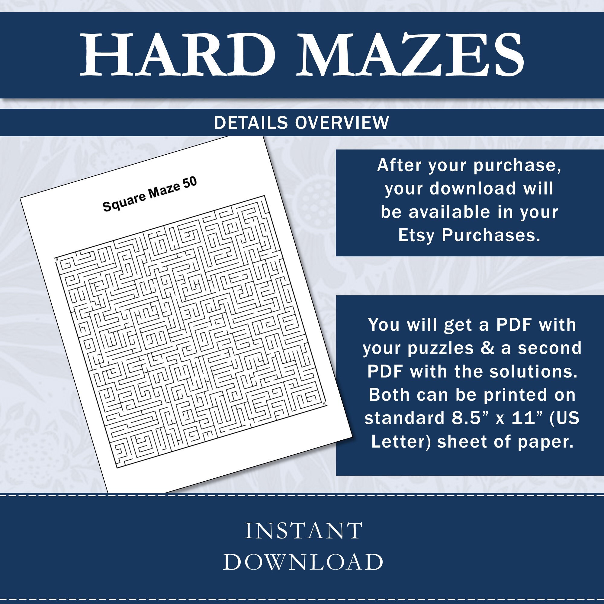 50 Square Hard Mazes for Adults Printable Mazes VOLUME 01 Maze PDF - Etsy
