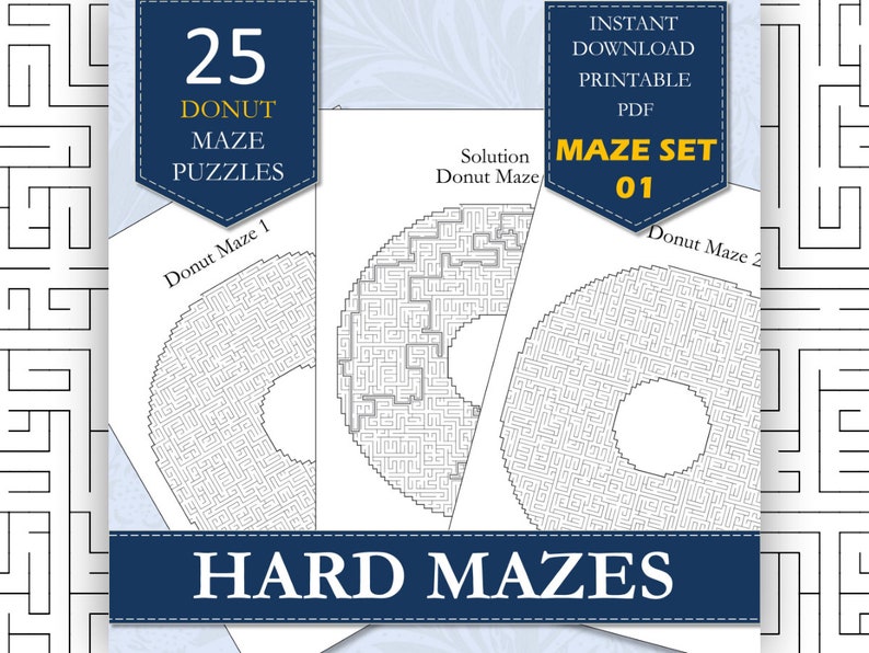 Printable Mazes | 25 Hard Donut Shaped Mazes | Suitable for Clever Kids ...