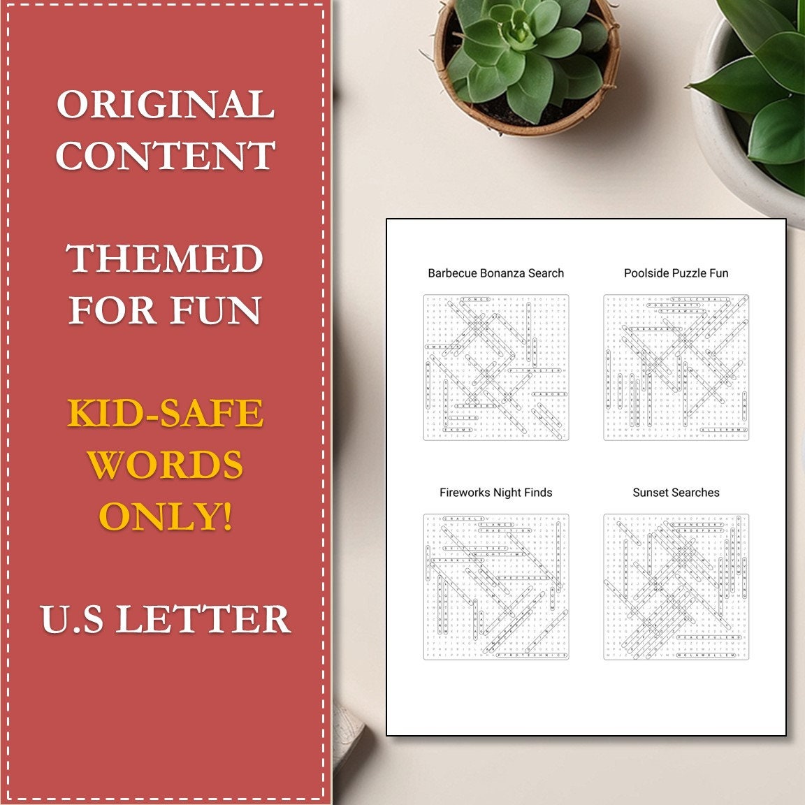 Summer Word Search Printable PDF | Beach, Pool, Picnic Themed Puzzles ...