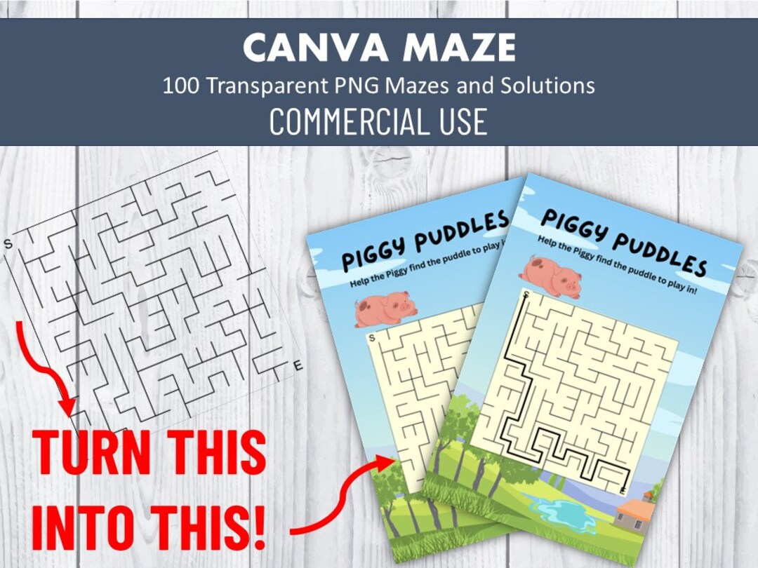 Canva Maze, 100 Transparent PNG Mazes and Solution Images, Commercial ...