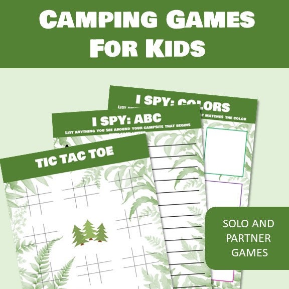 Camping Games for Kids Printable Activity Pack, Family Travel Fun ...